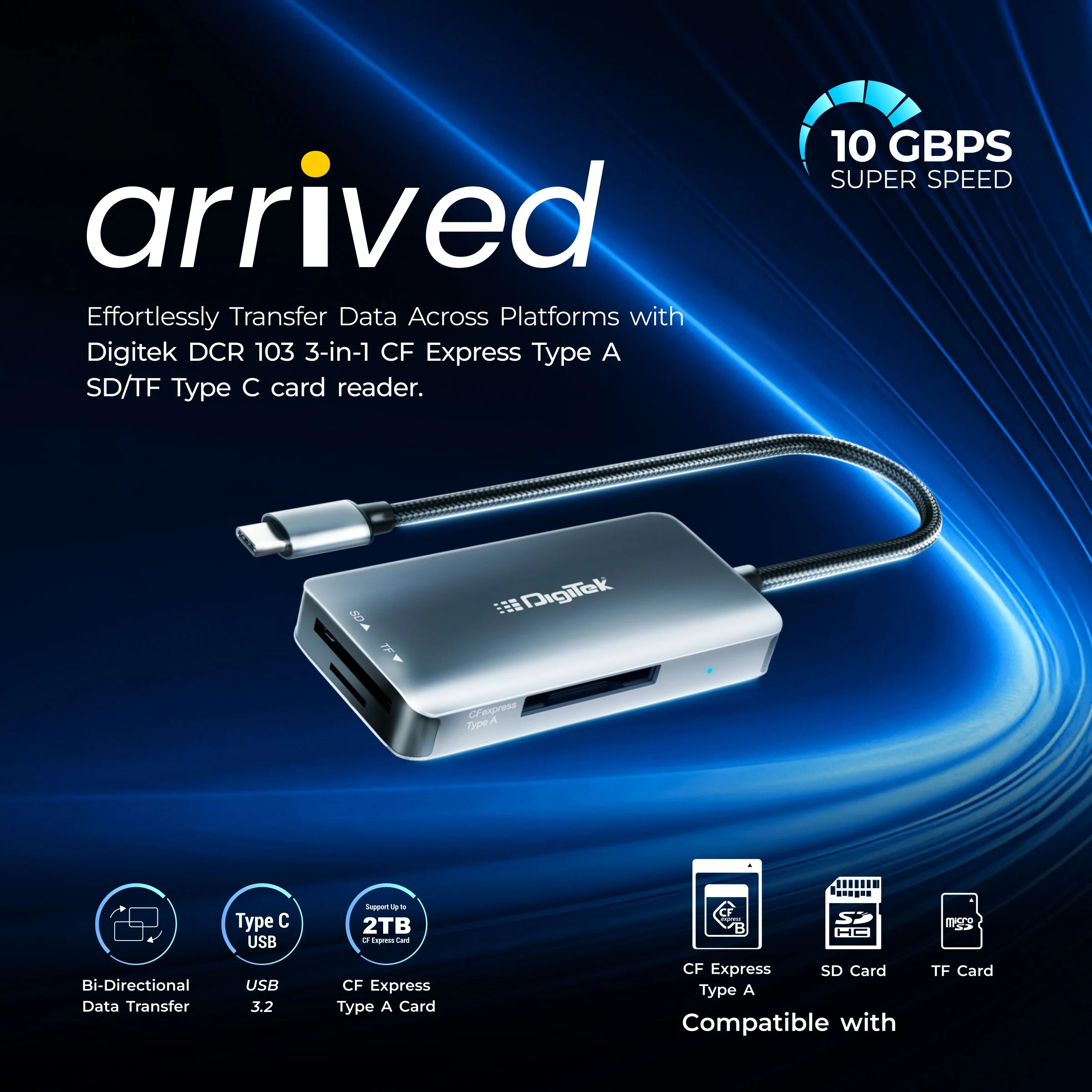 Digitek Dcr-103 Cfa 3 In 1 Cf Express Type A And Sdxc Usb 3.2 Card ...