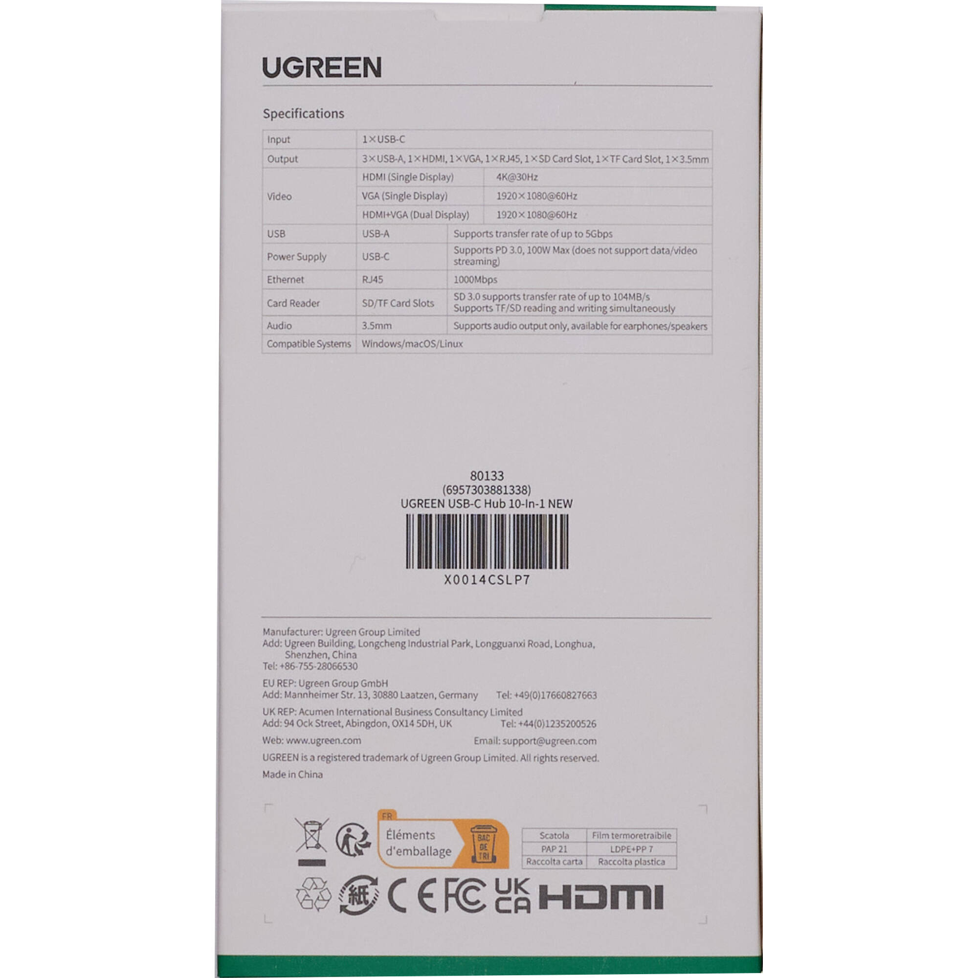 Ugreen Cm512 Usb-C Multifunction Adapter-15598 | Nikita Distributors Ugreen Cm512 Usb-C Multifunction Adapter-15598 | Nikita Distributors